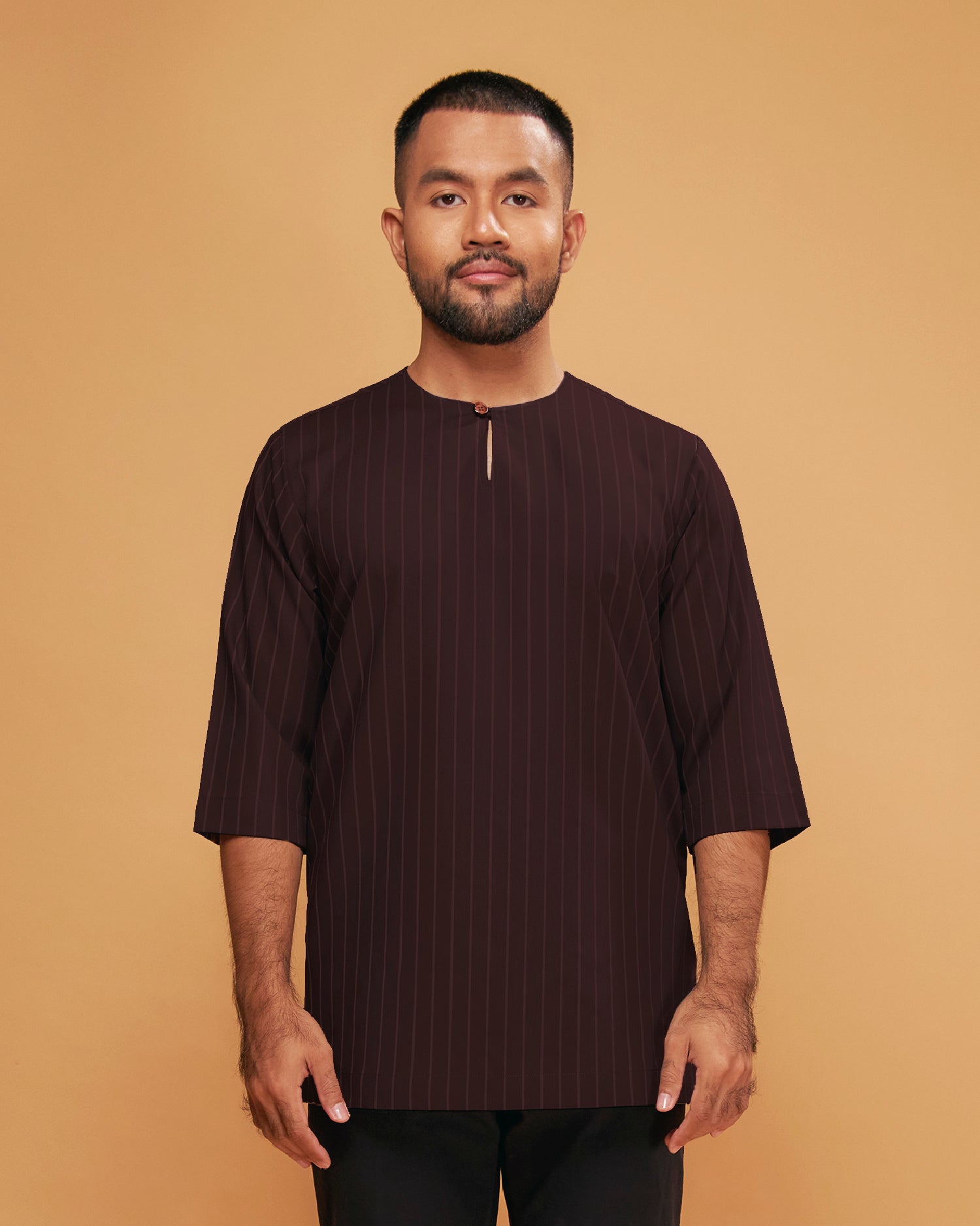 KURTA HADI (STRIPES) - RICH BROWN – SONGKET DUNIA